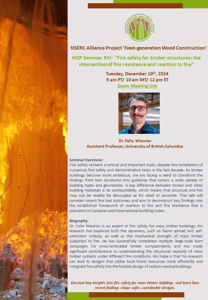 HQP Seminar XVI- “Fire Safety for Timber Structures: The Intersection ...